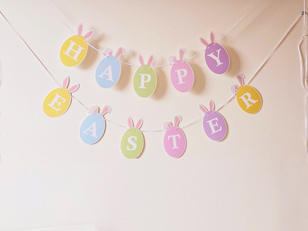 Bunny Rabbit Banner for Easter Decoration, Nursery or Baby 1st Easter ...