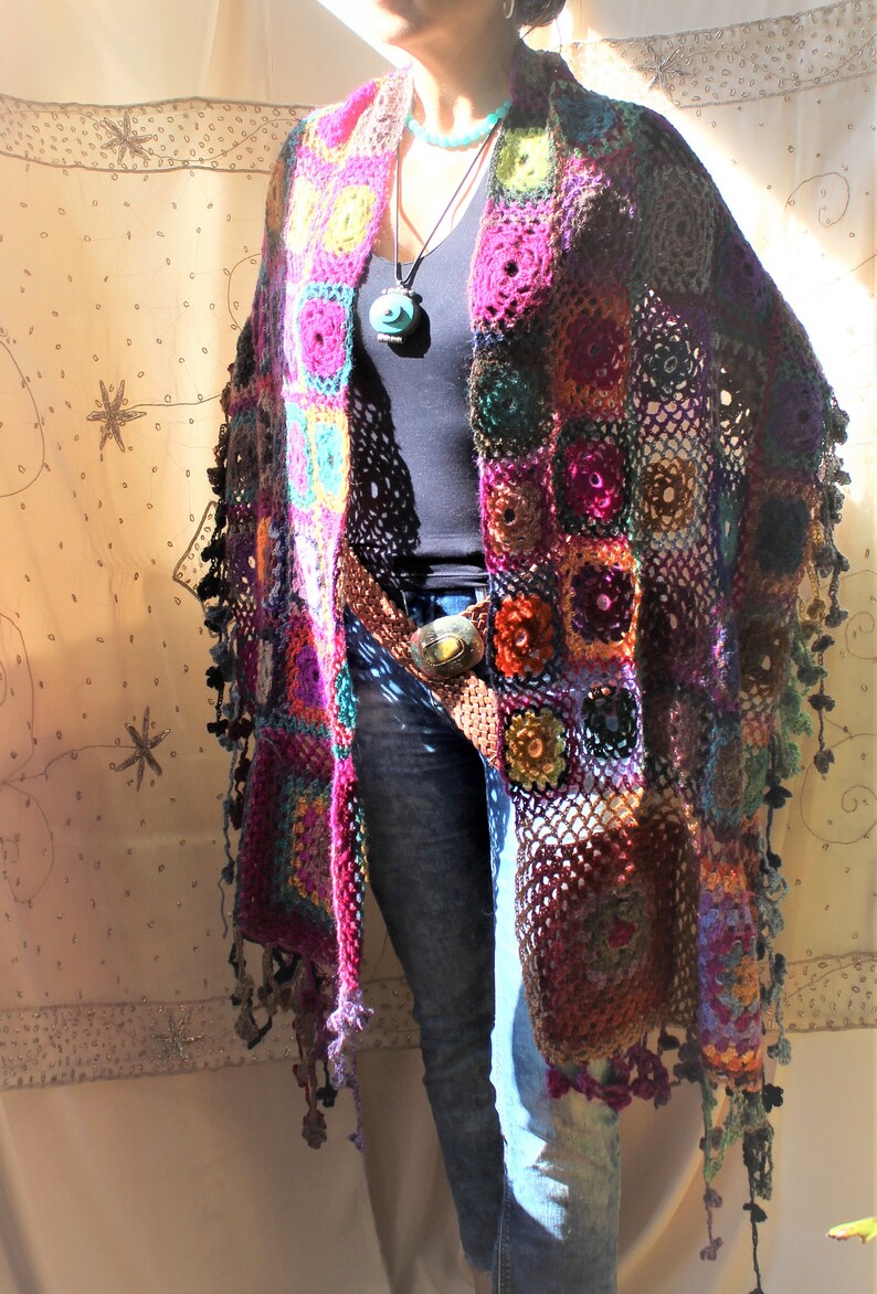 Bohemian Granny Crochet Shawl. Crochet Shawl Wrap. Bohemian - Etsy