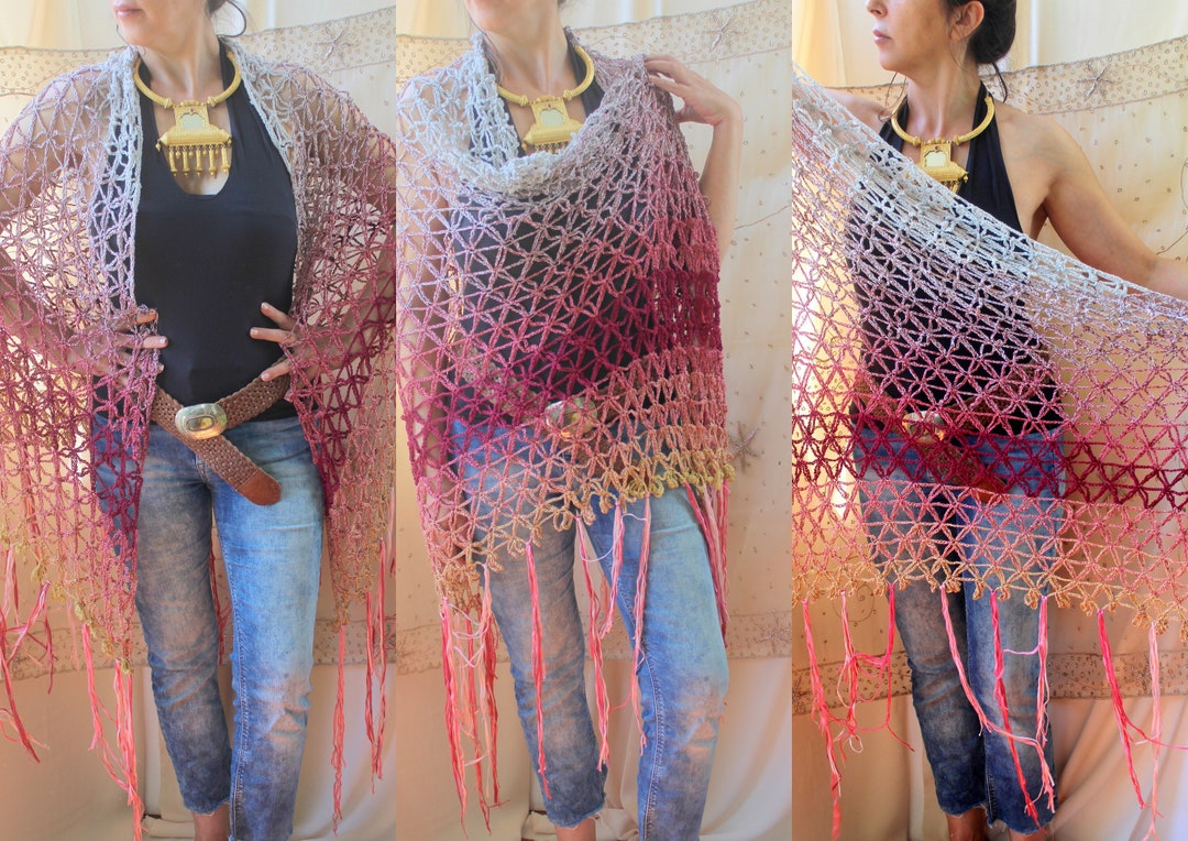 Luxury Silk Crochet Shawl. Wedding Shawl. Degrade Colors - Etsy