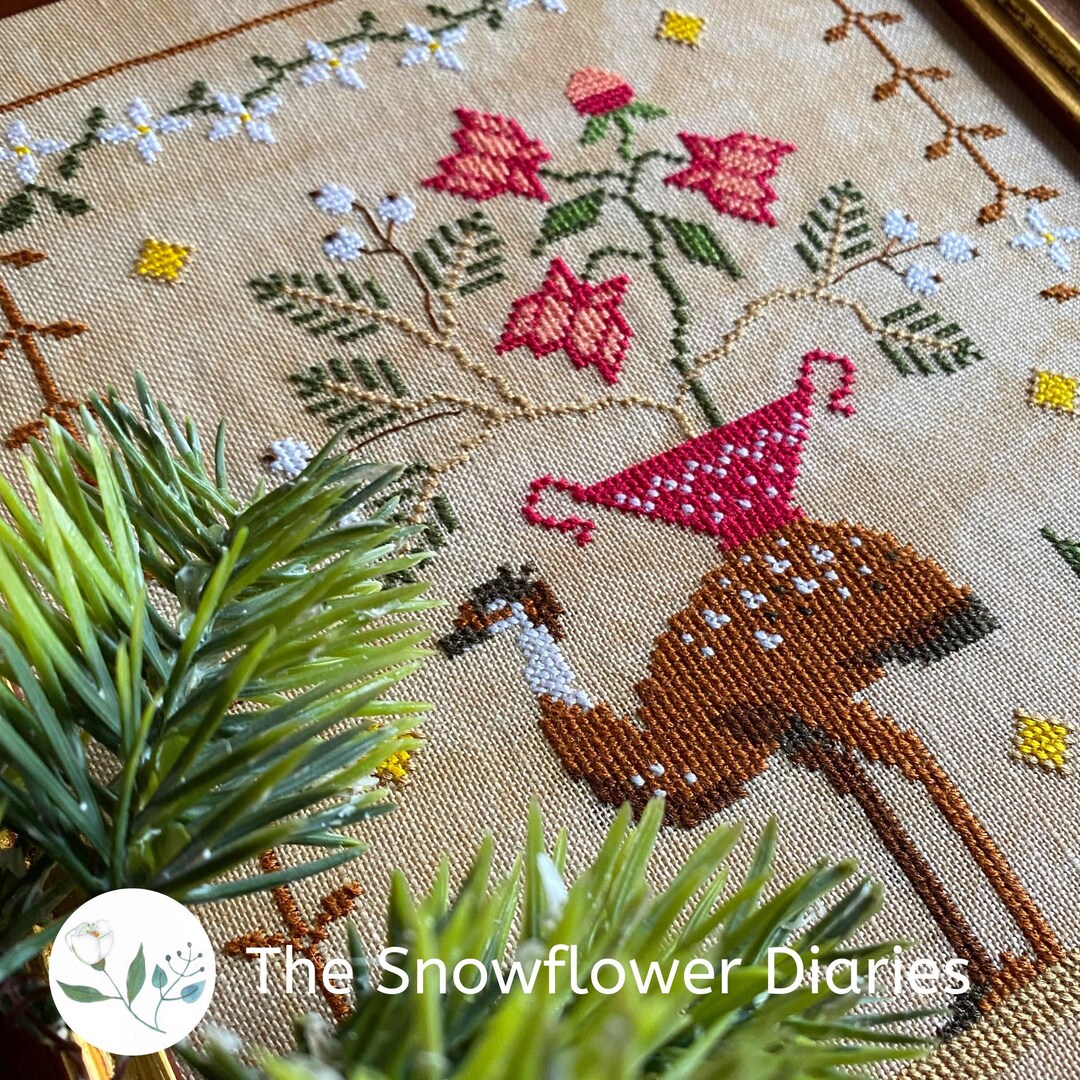 Stay Grounded Emu Cross Stitch Pattern: Primitive Floral Design (PDF ...