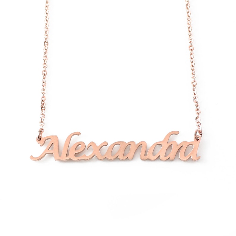 Alexandra Name Necklace / 18ct Rose Gold Plated Christmas - Etsy