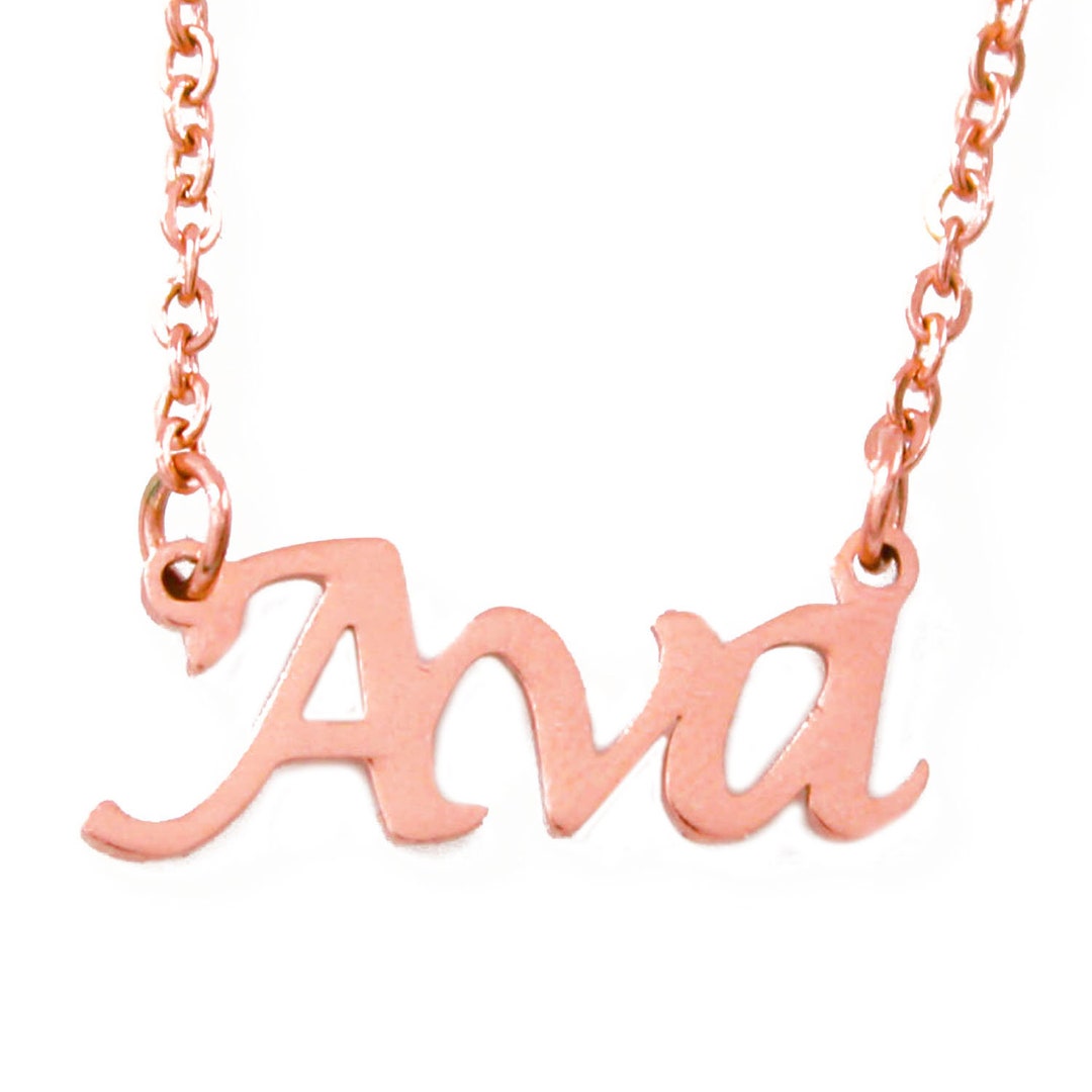 Ava Name Necklace / 18ct Rose Gold Plated Christmas Present - Etsy