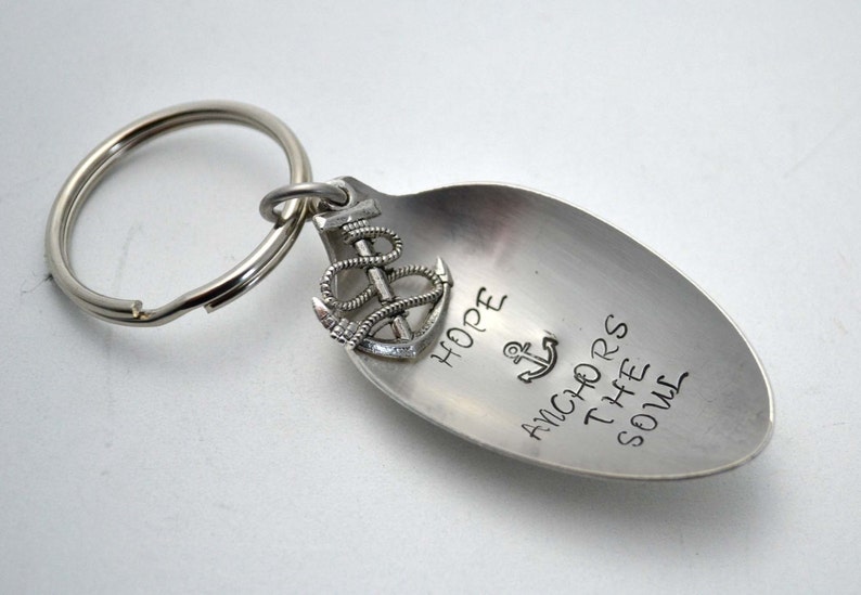 Stamped Spoon Key Chain Hope Anchors the Soul Vintage | Etsy