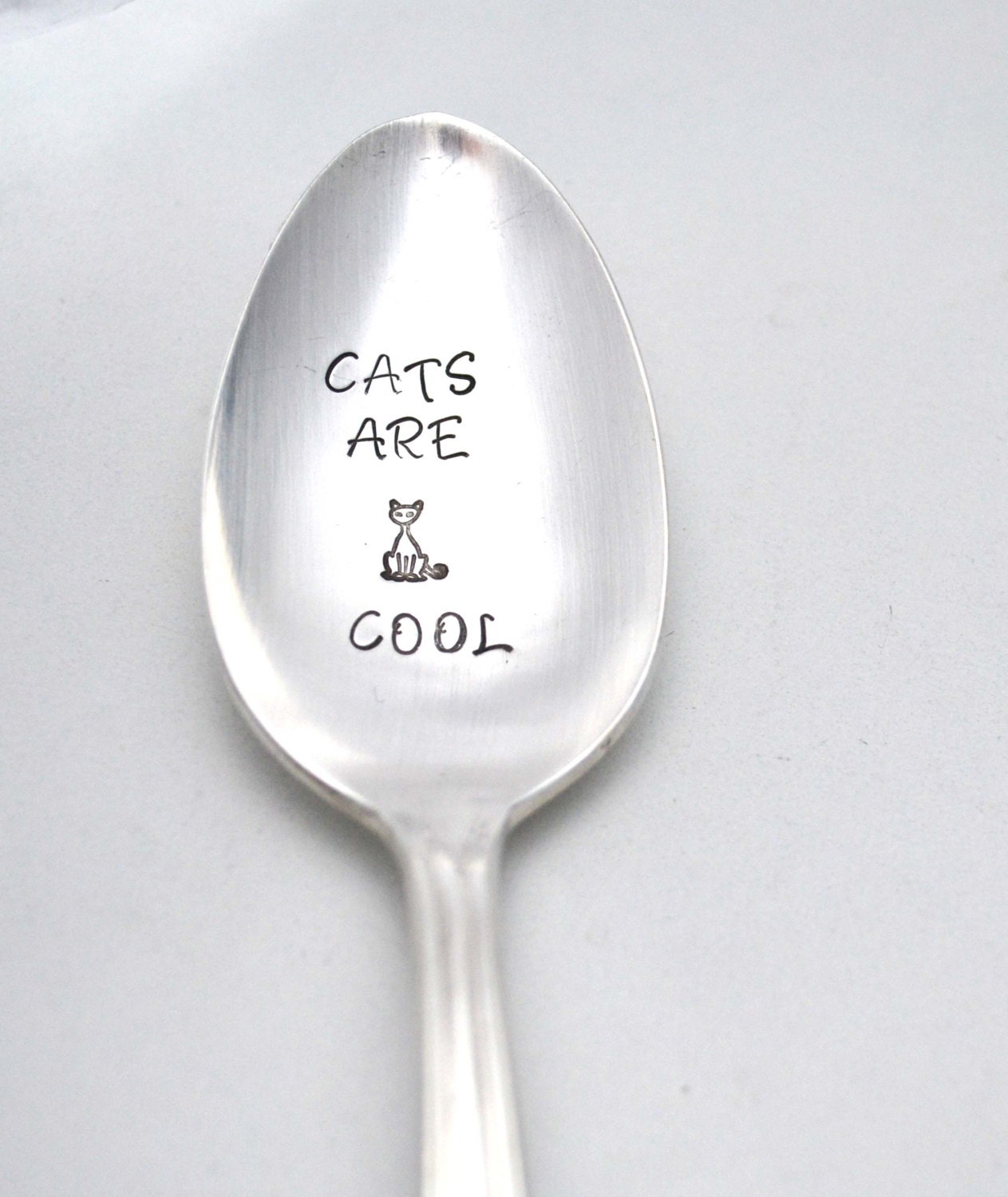 Cats Are Cool Stamped Spoon, Vintage Silverware, Gift for Cat Lover ...