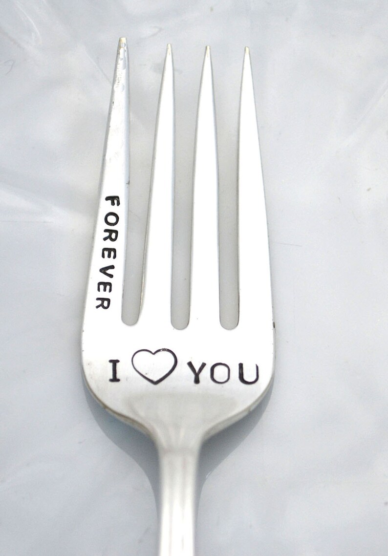 Stamped Fork I Love You Forever Personalized Flatware Hand | Etsy