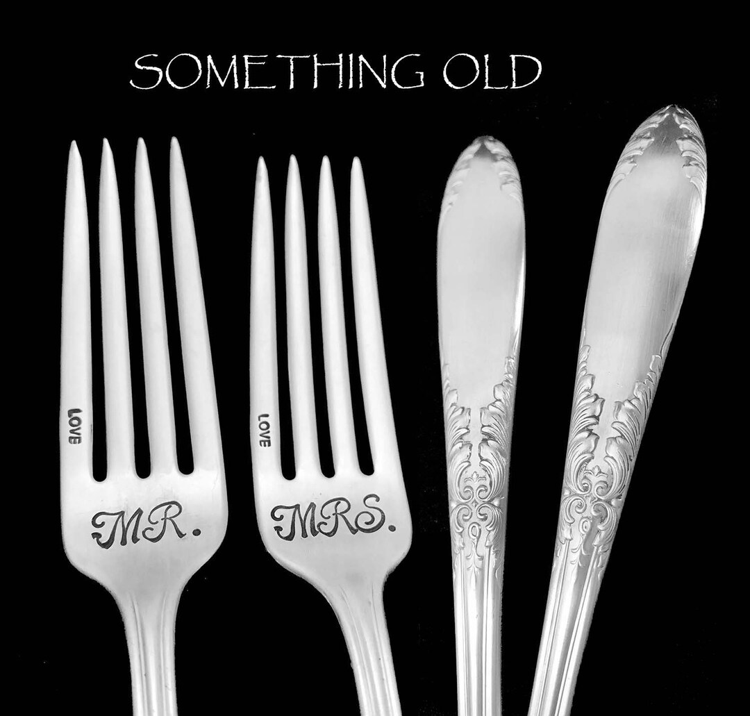 Stamped Forks Mr and Mrs Fork Engraved Vintage Wedding Silverware ...