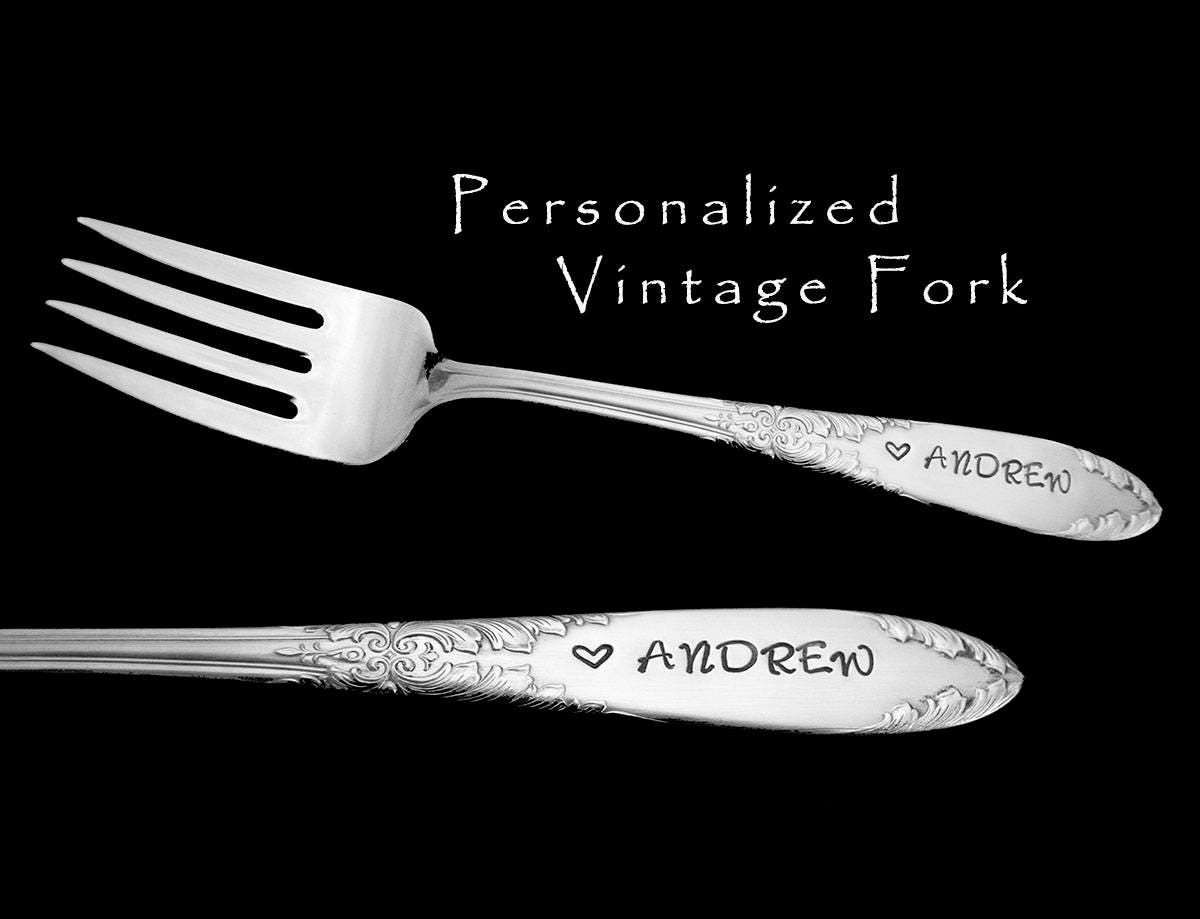 Stamped Fork Personalized Engraved Silverware Hand Stamped | Etsy