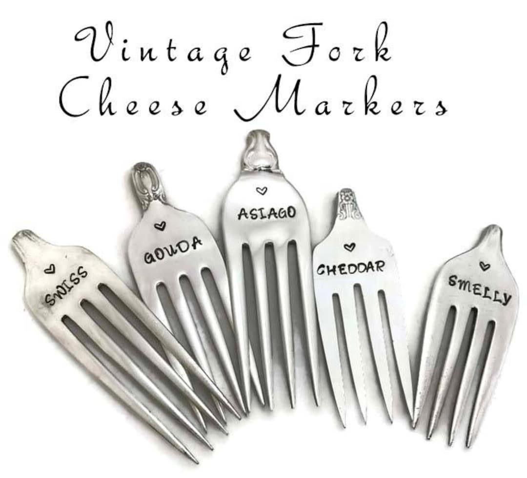 Cheese Markers, 5 Silver Plated Hand Stamped Cheese Markers or Single ...