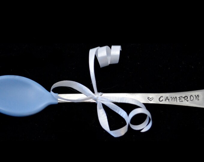 Hand Stamped Baby Spoon Soft Tip Infant Spoon, Personalized Spoon, Baby ...