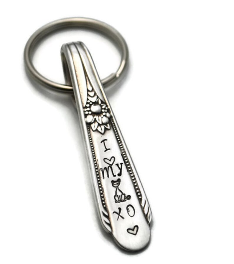 Spoon Key Chain Stamped Spoon Key Ring Vintage Spoon Handle Keychain ...