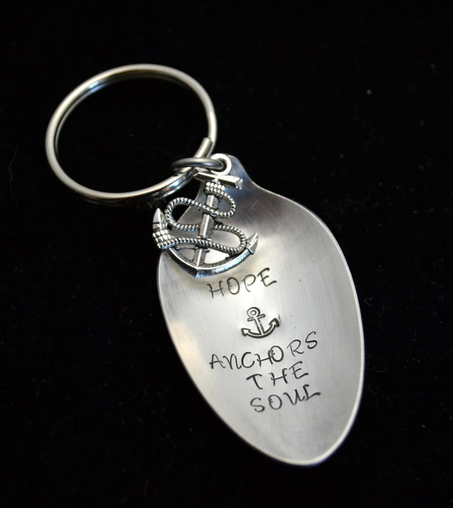 Stamped Spoon Key Chain Hope Anchors the Soul Vintage | Etsy