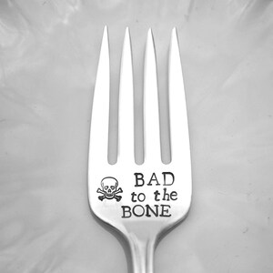 Stamped Fork, Bad to the Bone Engraved Flatware Vintage Silverware ...