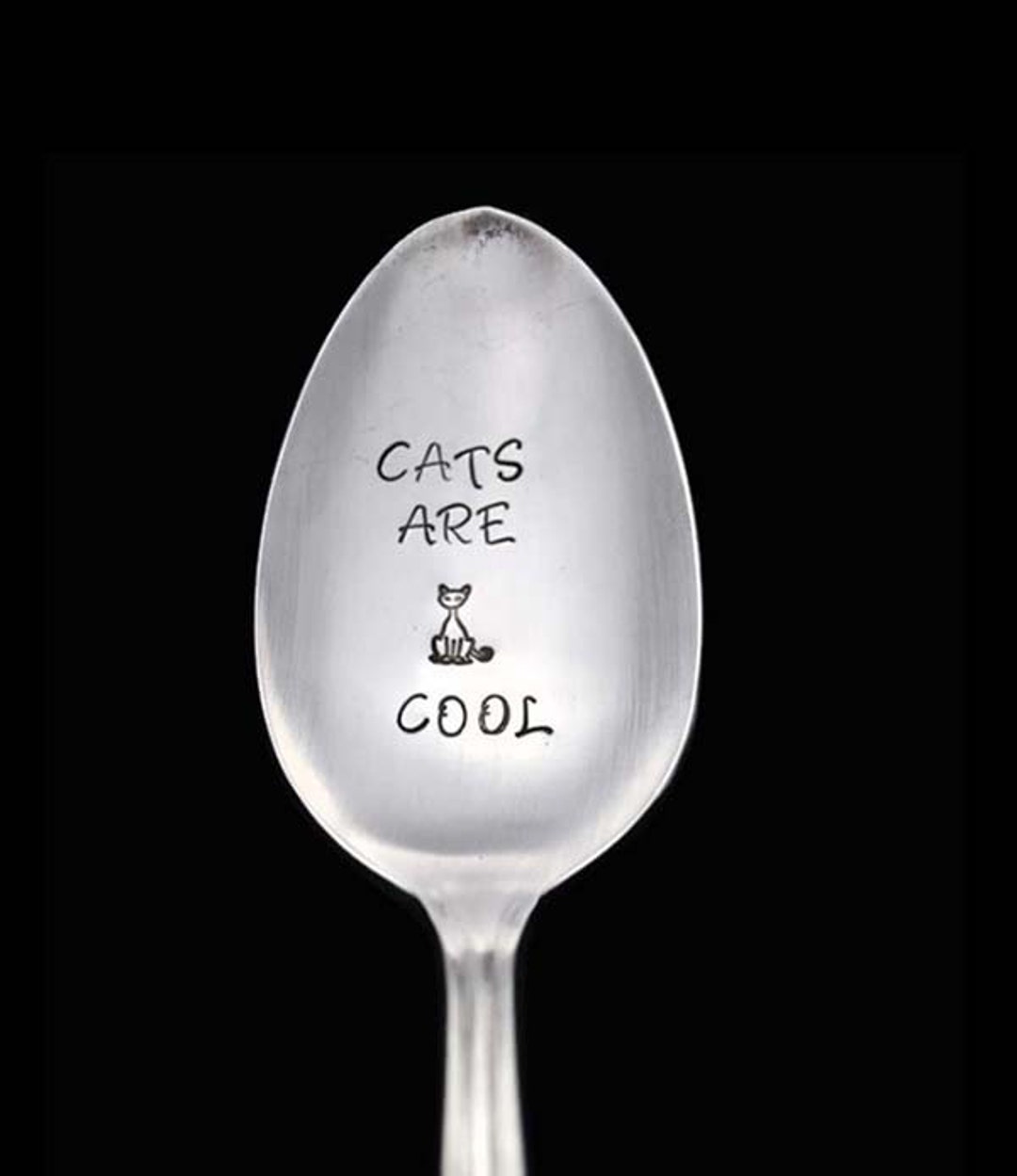 Cats Are Cool Stamped Spoon, Vintage Silverware, Gift for Cat Lover ...