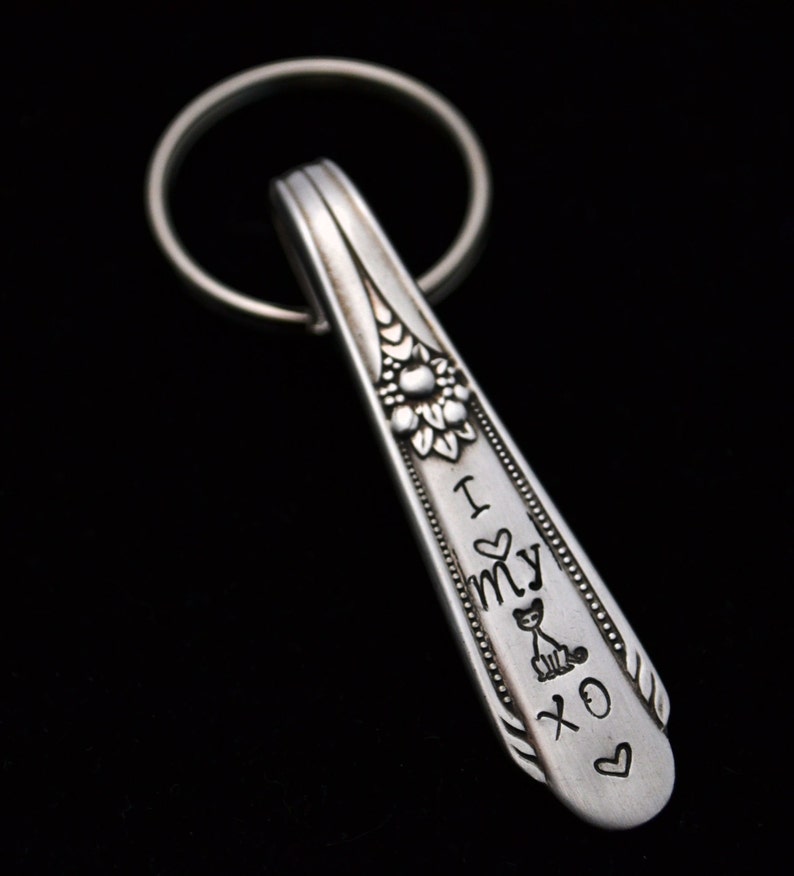 Spoon Key Chain Stamped Spoon Key Ring Vintage Spoon Handle Keychain ...