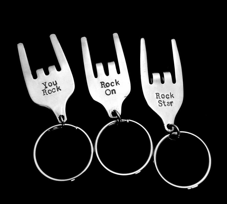 Stamped Vintage Fork Key Chain: Rock Star Gift - Etsy