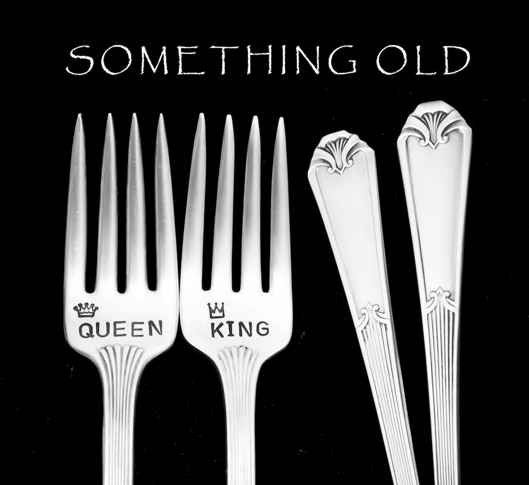 Stamped Wedding Forks King & Queen Fork Something Old Vintage Hand ...