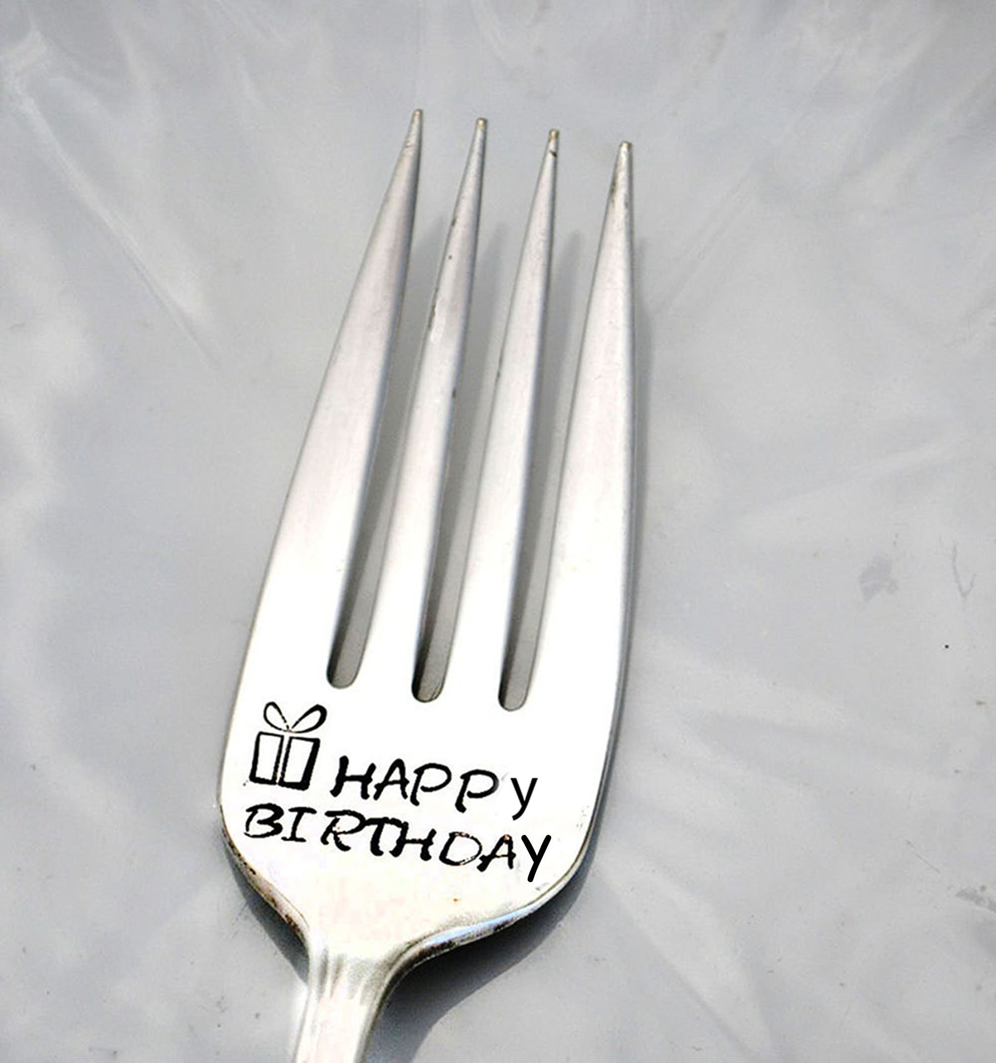 Stamped Fork Happy Birthday Personalized Flatware Hand Stamped ...