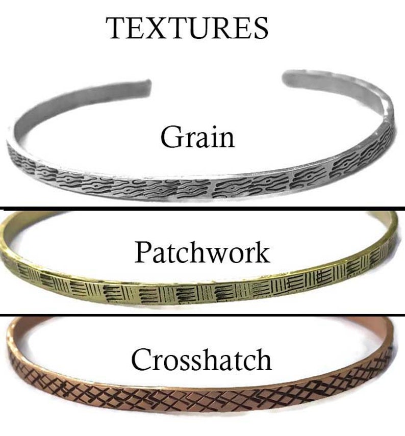 Hand Stamped Skinny Stacking Cuff Bracelet Textured Cuffs With - Etsy