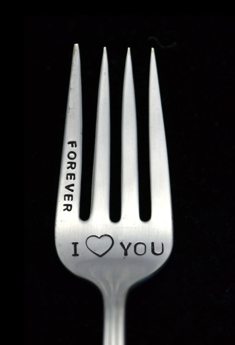 Stamped Fork I Love You Forever Personalized Flatware Hand | Etsy