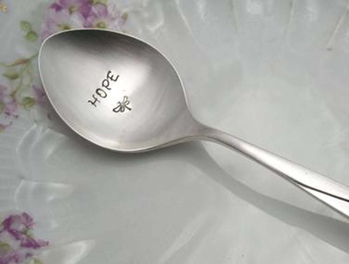 Stamped Spoon Hope Dragonfly Gift Engraved Teaspoon - Etsy