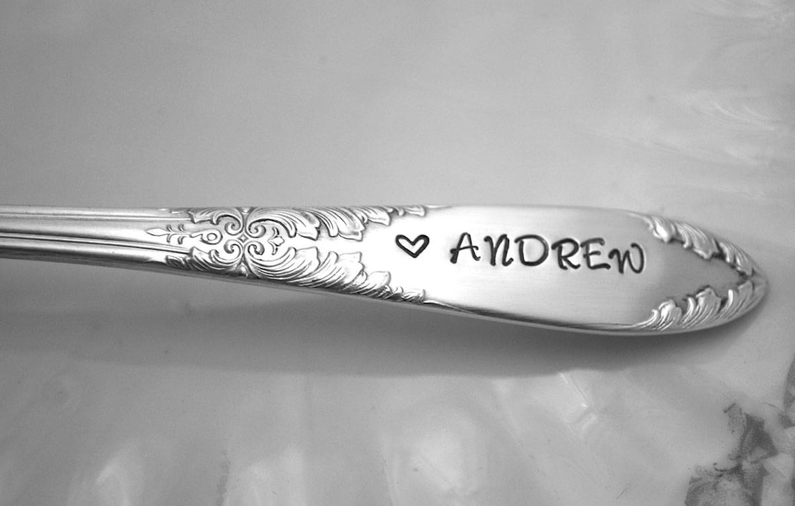 Stamped Fork Personalized Engraved Silverware Hand Stamped - Etsy
