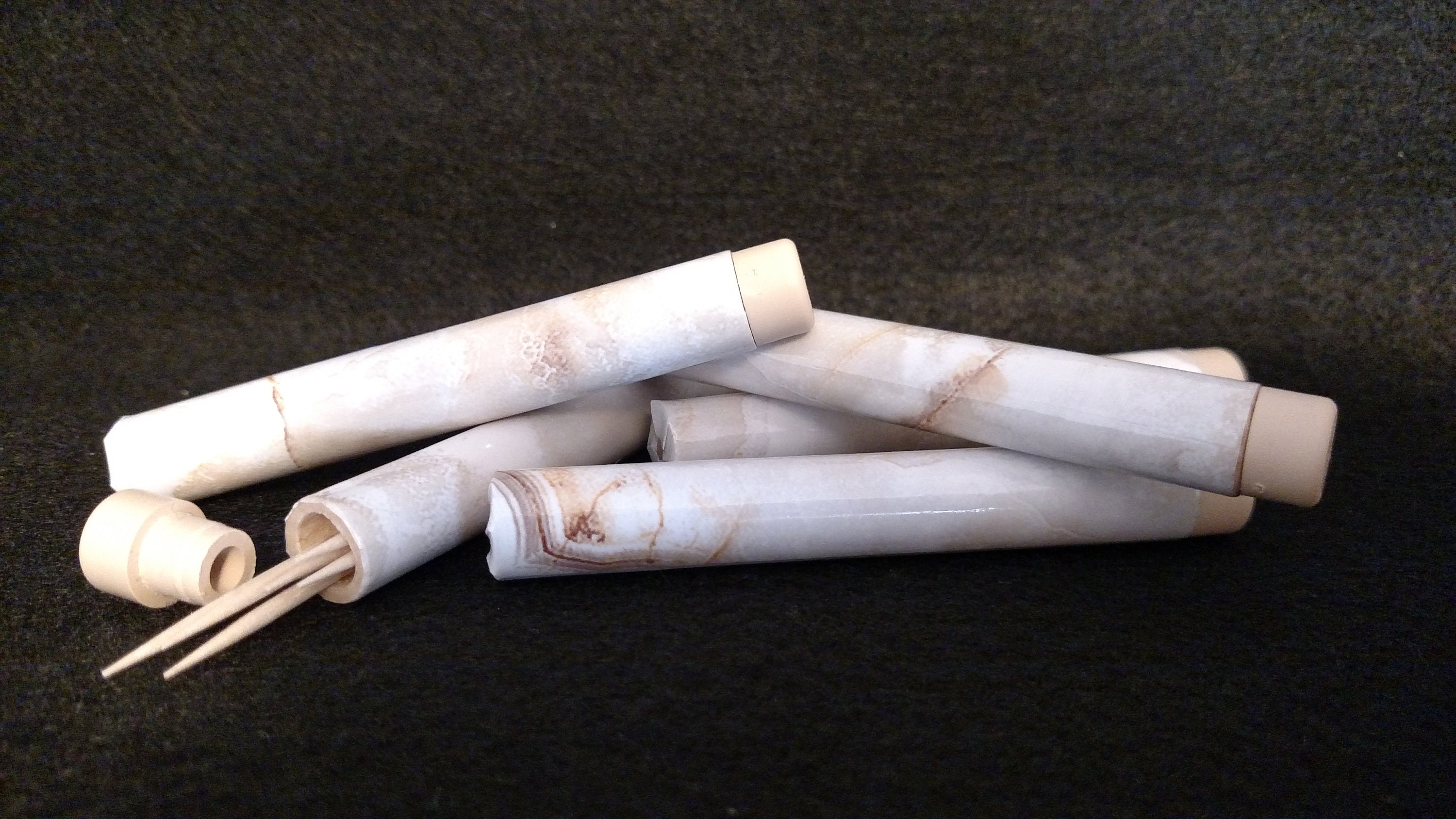 Marble Look Portable Toothpick Holder STUBES wooden Storage Tubes for ...