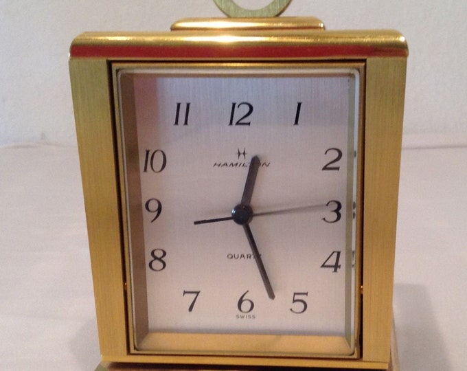 Vintage BRASS Rotating HAMILTON Desk Clock Hygrometer Thermometer ...