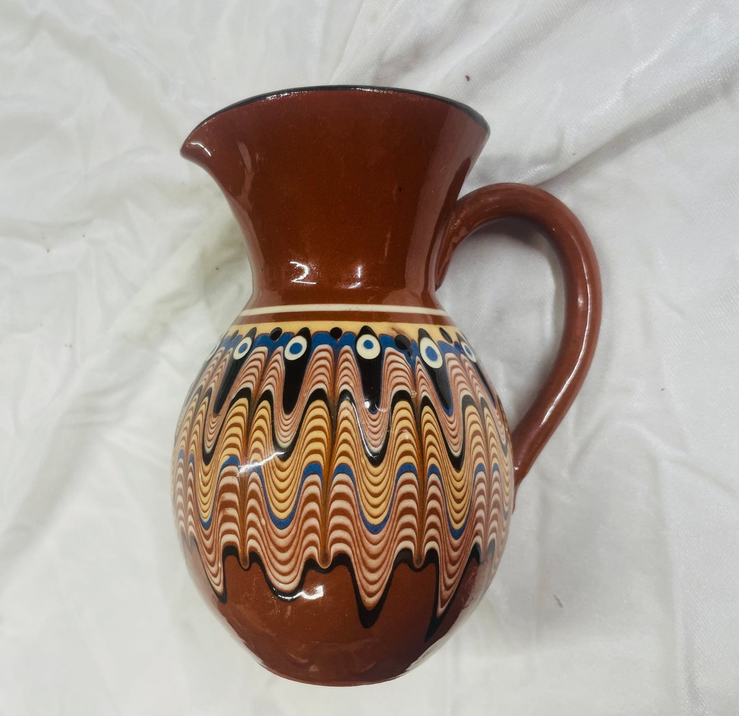 Vintage Bulgaria Redware Pottery Pitcher 1968 - Etsy