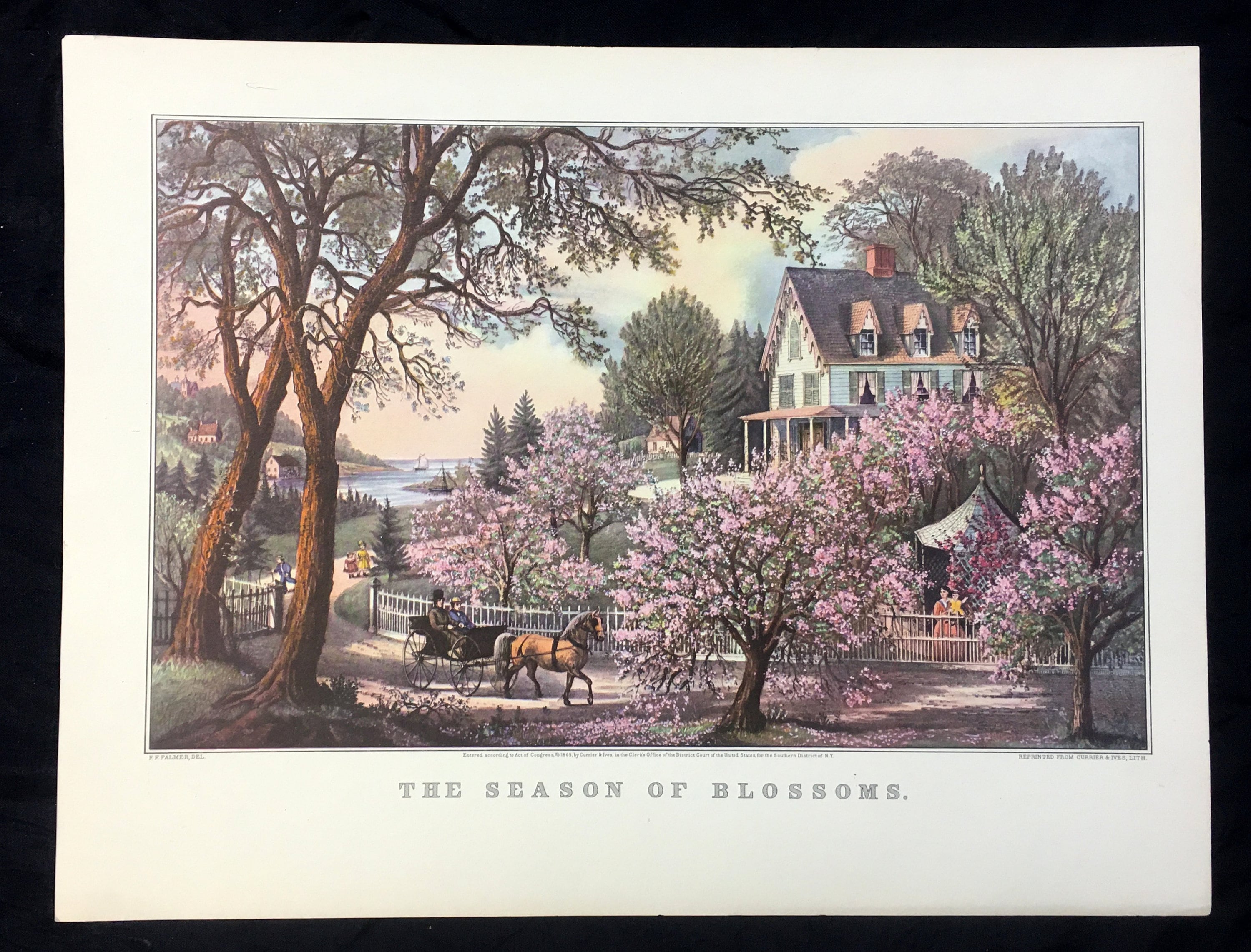CURRIER & IVES Vintage Print Art the Season of Blossoms Spring Pink ...