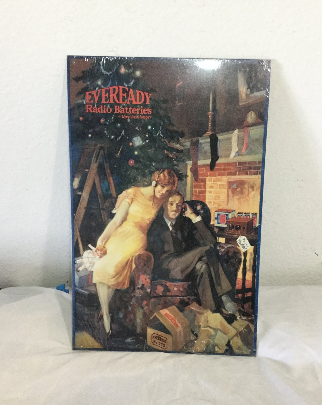 Eveready Radio Battery Metal Tin Poster Christmas Ad 1920s Reproduction ...