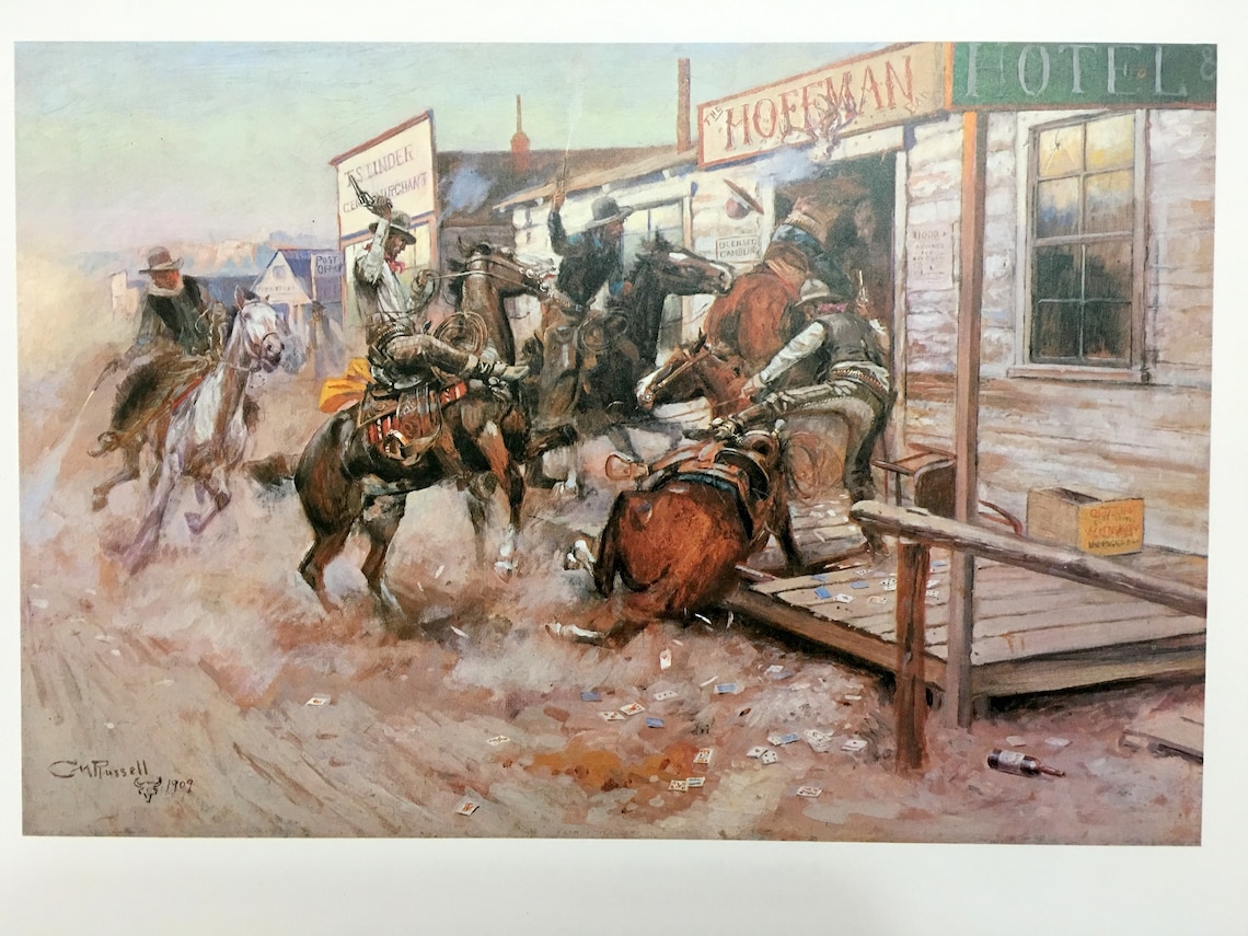In Without Knocking, 1909 Charles Russell C.M. Western Cowboy Art Print ...