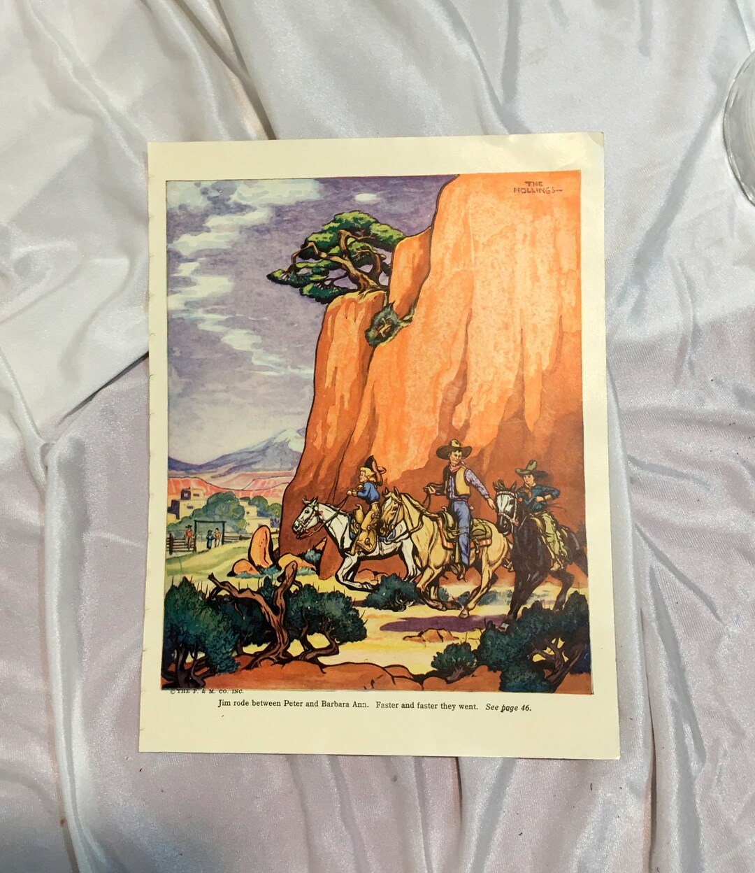 H.C. Holling 1936 Childrens Art Print Cowboys on Horseback Dad and ...