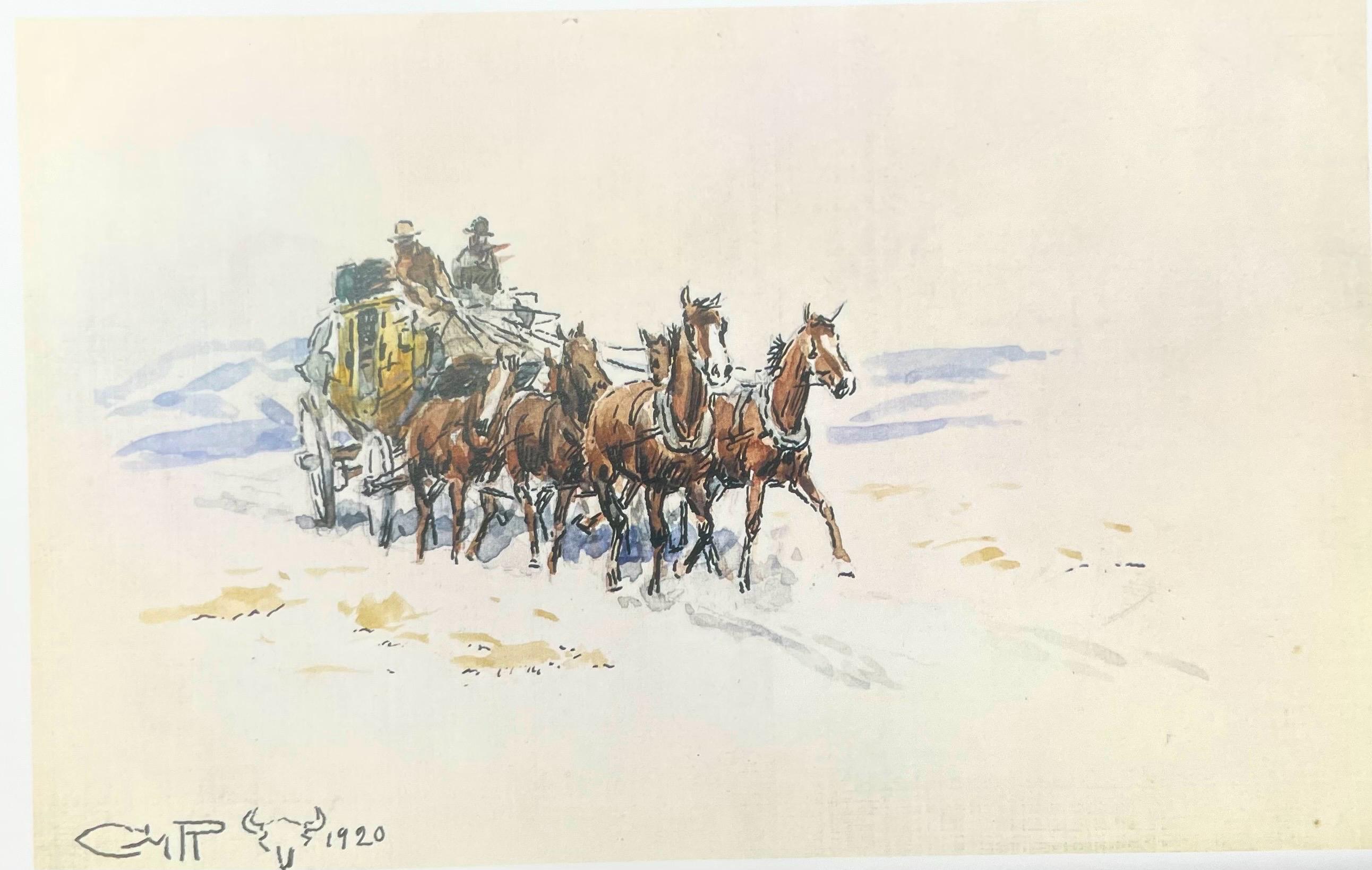STAGECOACH by Charles M. Russell Charlie American West Cowboy Stage ...