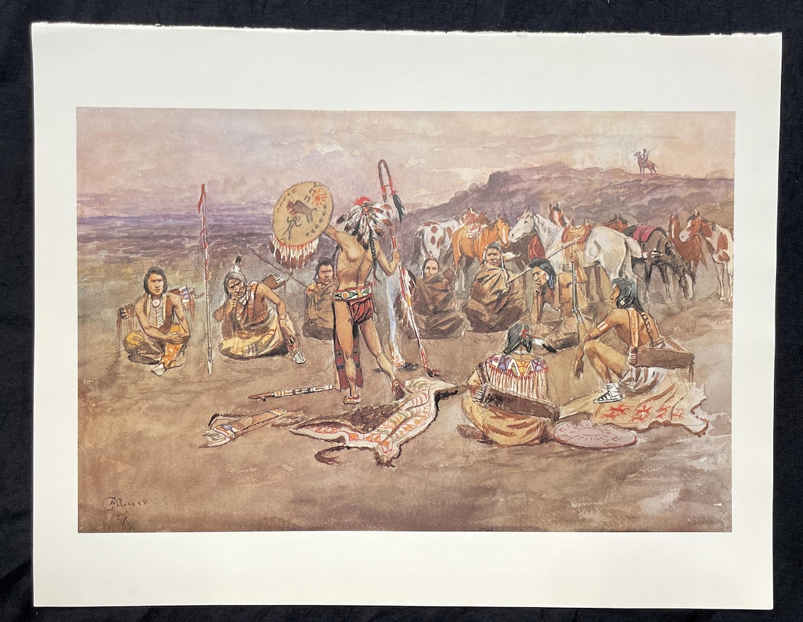 Charlie M. Russell Western Art Native American War Council | Etsy