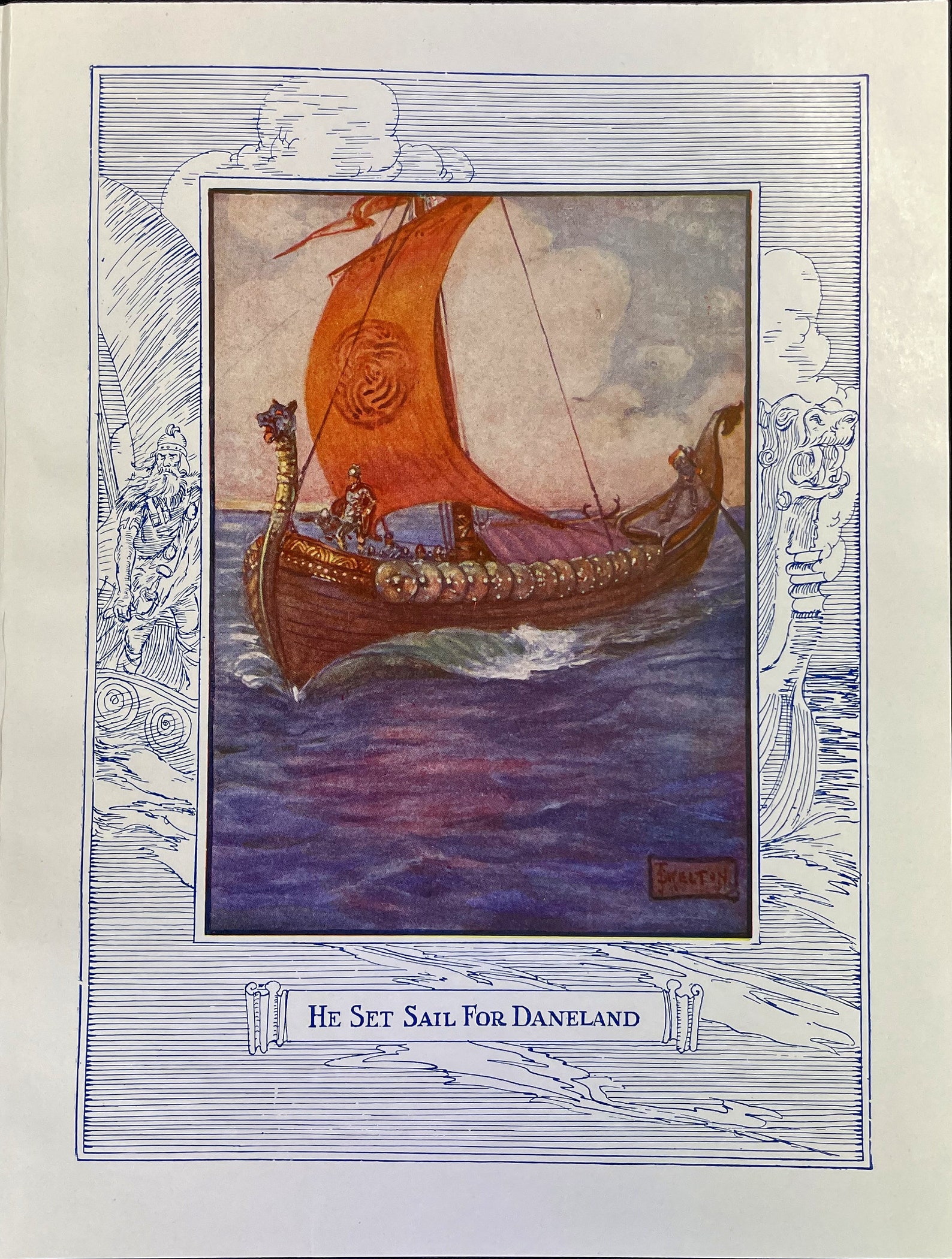 Beowulf Sails to Daneland 1927 Antique Joseph Ratcliffe | Etsy