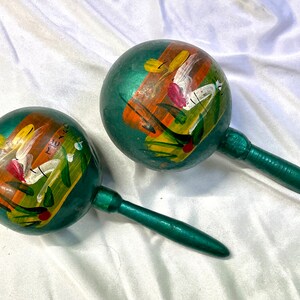 Vintage Mexican Maraca Gourd Rattles Hand Painted Wood Handle - Etsy