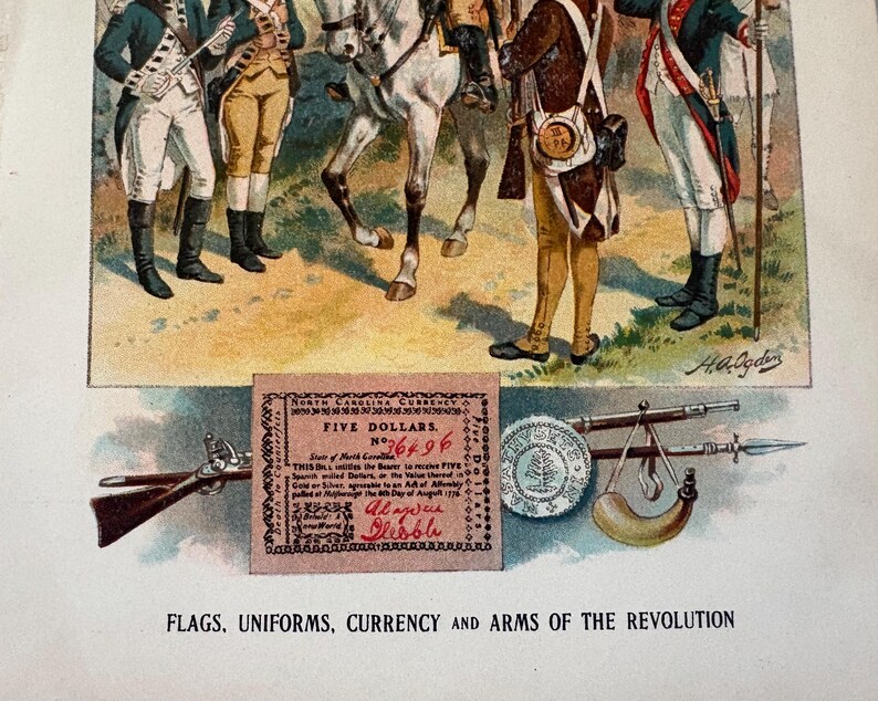 Flags Uniforms Currency and Arms of the Revolution Print Illustration ...