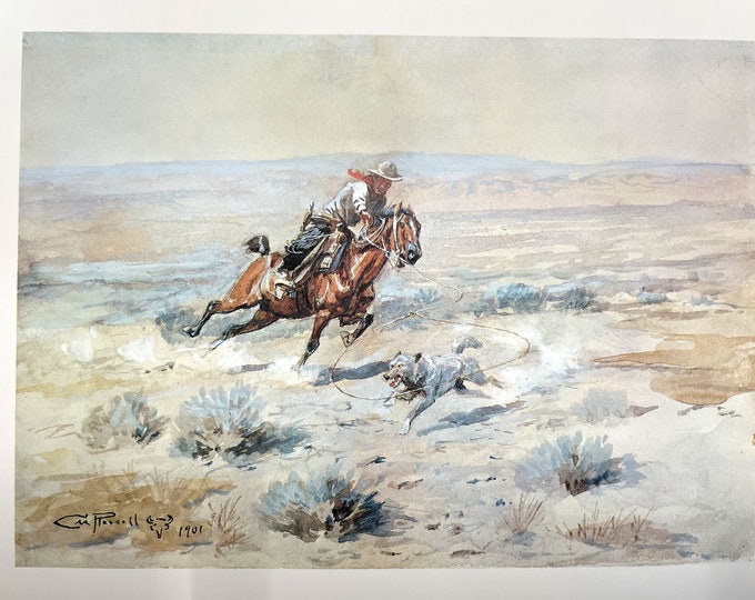 Roping a Wolf 2 Charles M. Russell Western Cowboy Art Print C.M ...