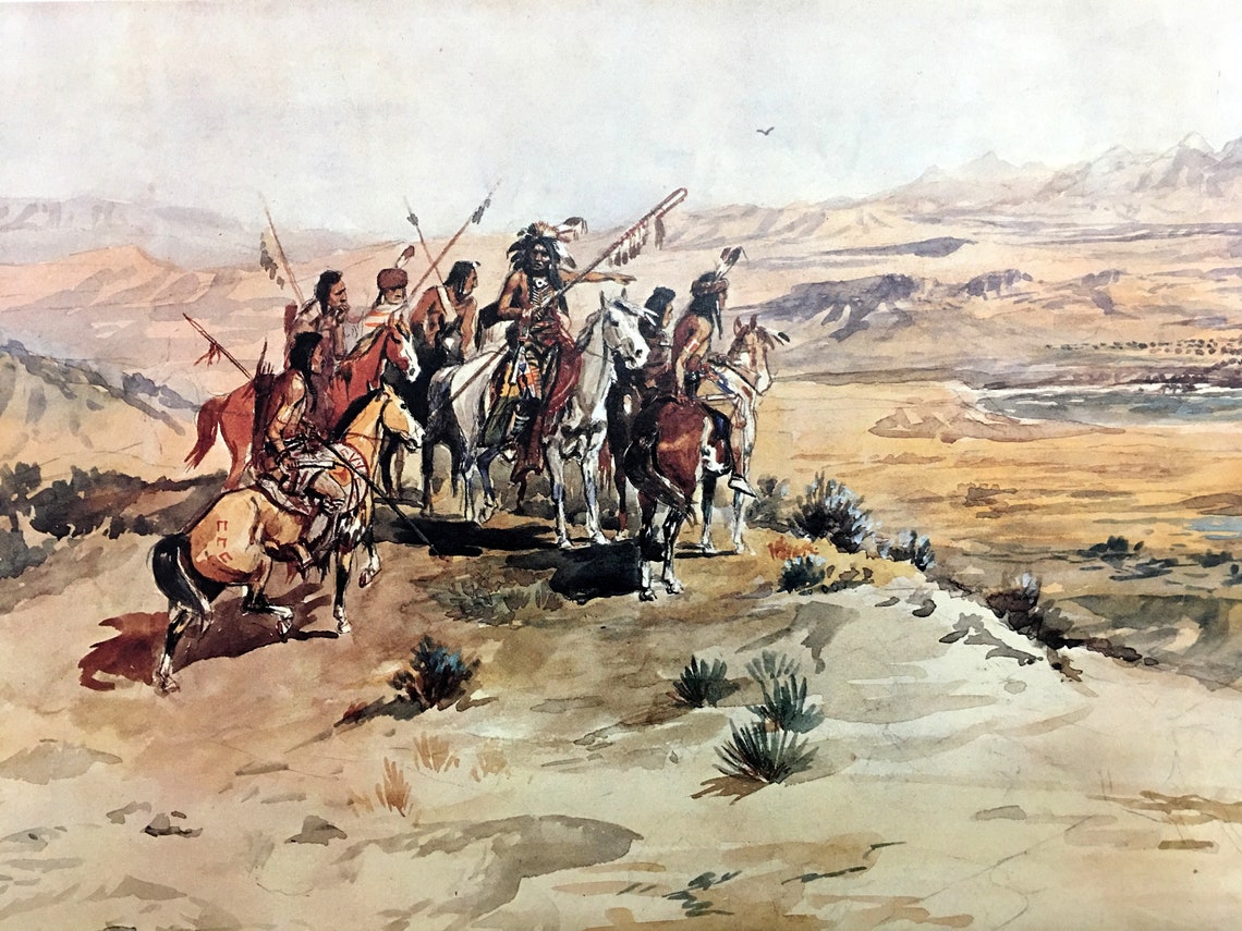 Indians Sighting Buffalo Charles M. Russell Charlie Western | Etsy