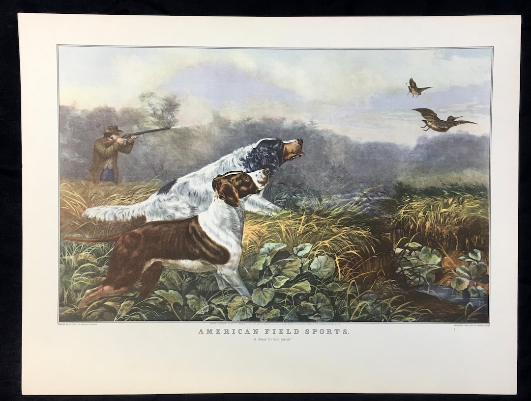 Currier & Ives Hunting Dogs Lithograph: American Field Sports Vintage ...