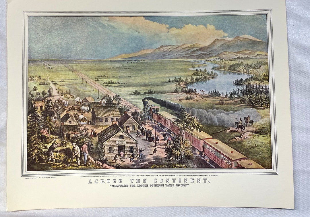 CURRIER & IVES Art Print Across the Continent Train Locomotive Vintage ...