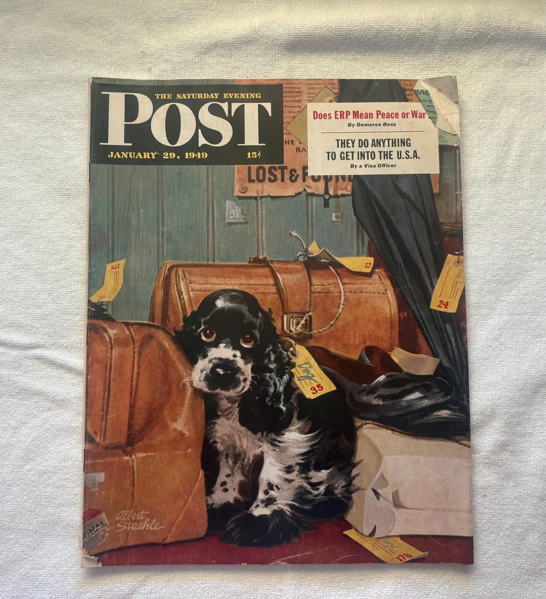 Saturday Evening Post, January 1949: "butch" Dog Cover Art by Albert ...