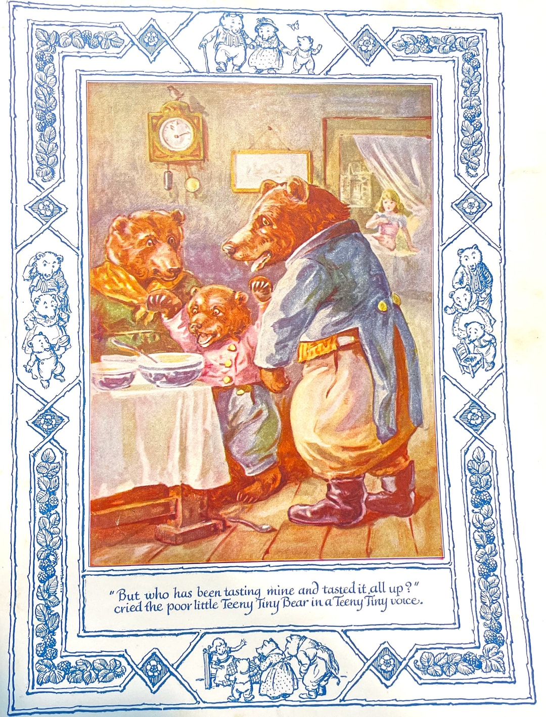 Goldilocks Three Bears 1927 Vintage Children's Art Lithograph Nursery ...