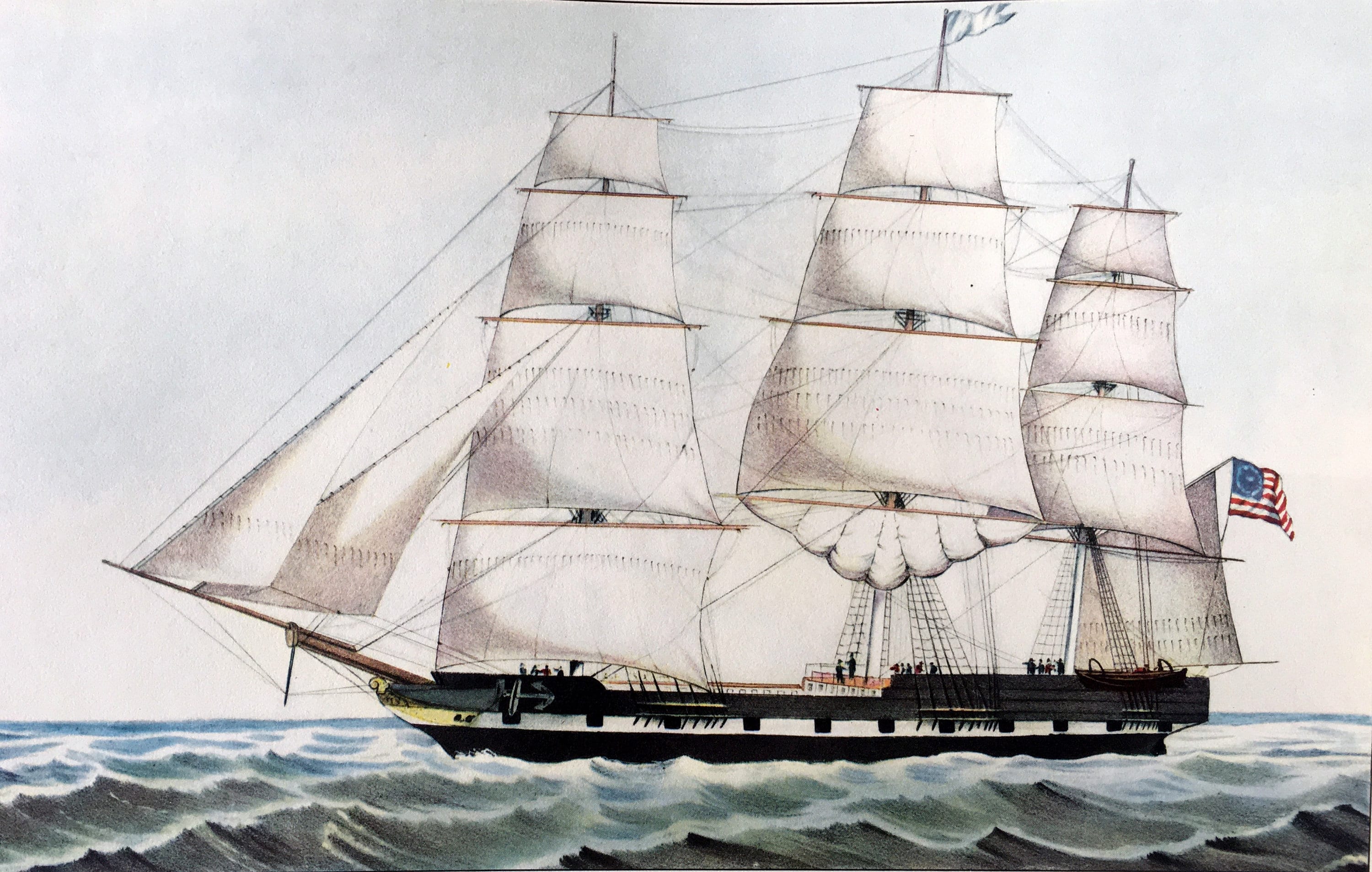 CURRIER & Ives Vintage 1850s Art Print Clipper Ship HOMEWARD BOUND ...