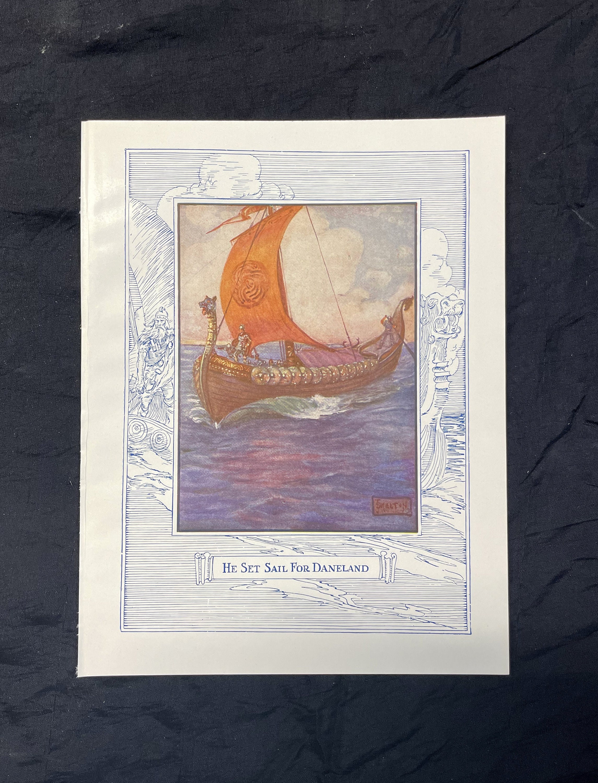 Beowulf Sails to Daneland 1927 Antique Joseph Ratcliffe Skelton ...