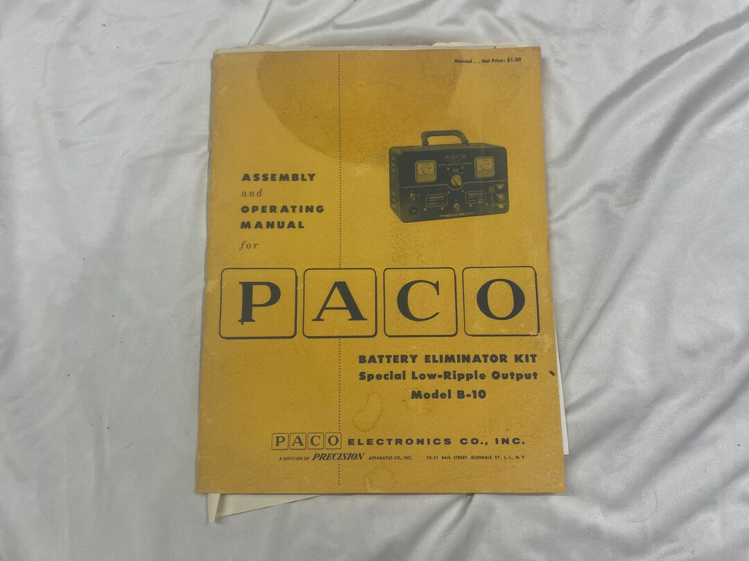 Original PACO B-10 Battery Eliminator Kit Manual - Etsy