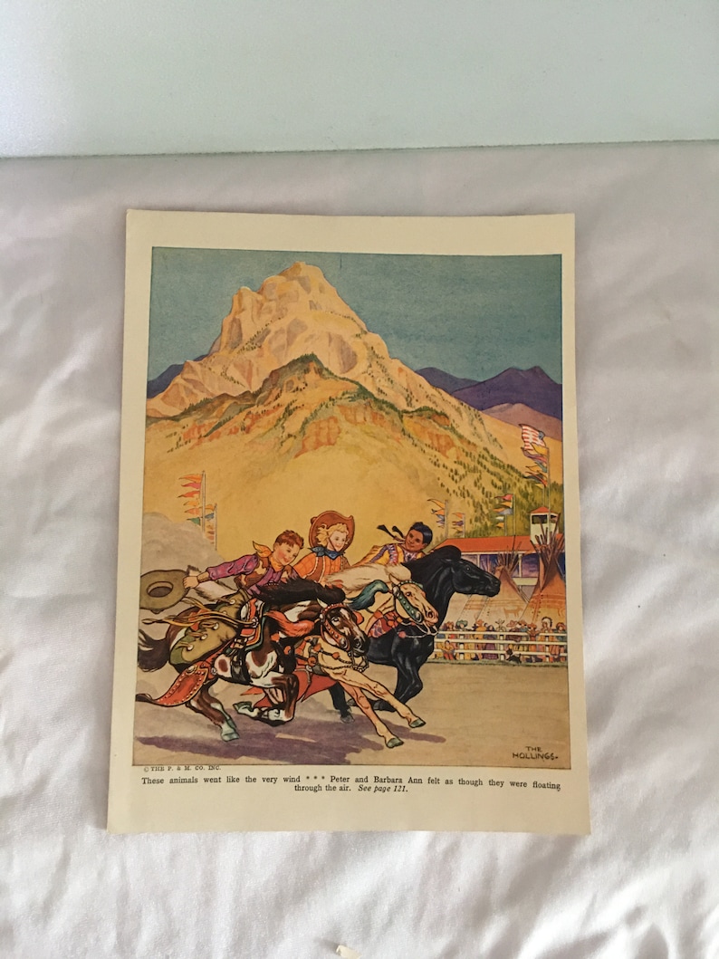 H.C. Holling 1936 Childrens Art Print Children Horse Racing | Etsy