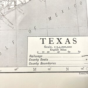 TEXAS 1910 U.S. State Map by Emery Walker Counties Railways - Etsy