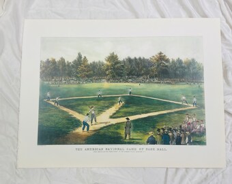 Currier & Ives Art the American National Game of Baseball 1866 Base ...