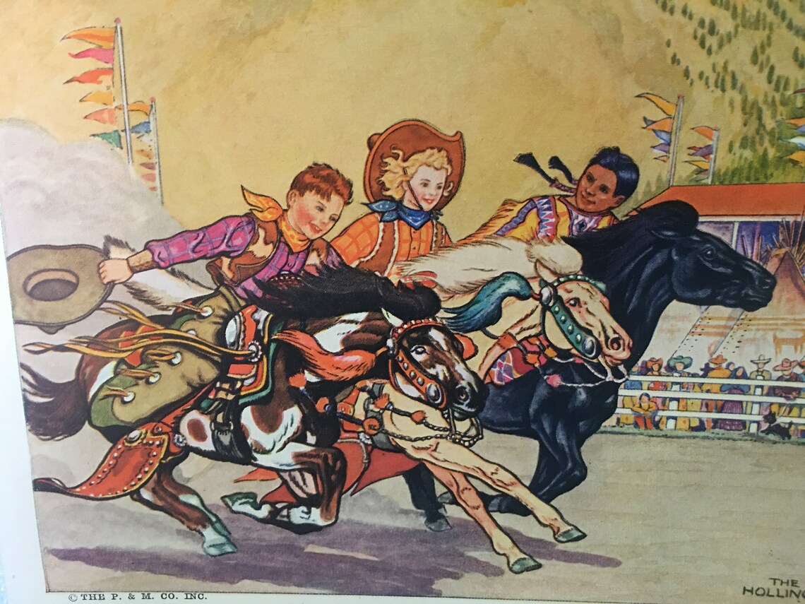 H.C. Holling 1936 Childrens Art Print Children Horse Racing | Etsy